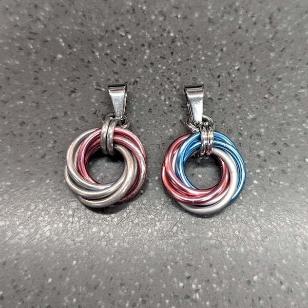 Transgender Pride Pendant Necklace, Chainmail Love Knot, Trans Pride ...