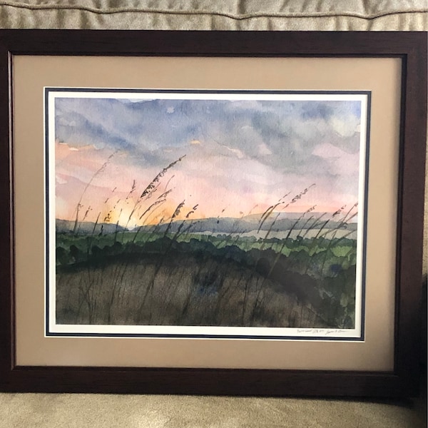 Watercolor Landscape- Prairie Sunset- Art Print - Etsy