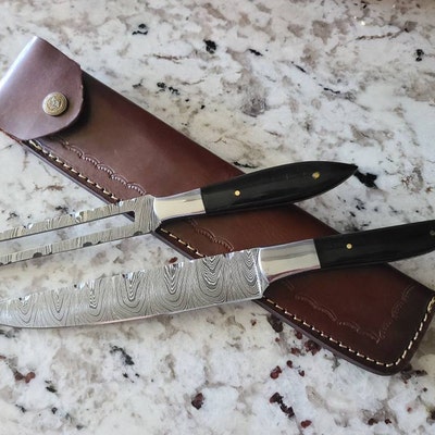 Personalized 13 Inch Carbon Bowie Knife With a Turquoise & Ram Horn ...