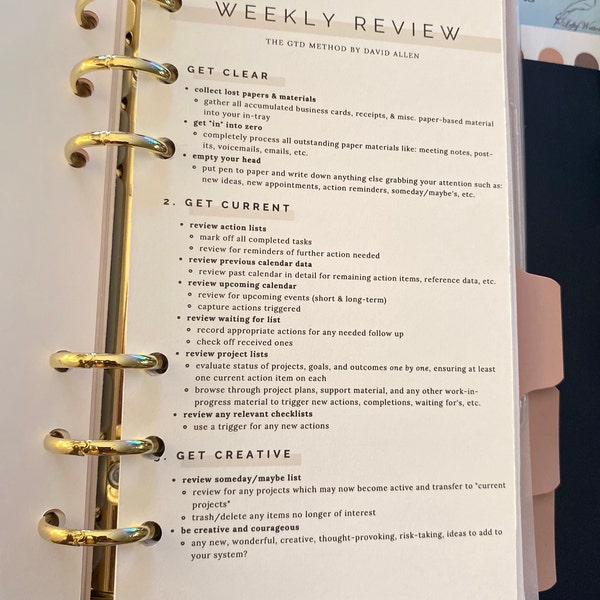 Printable Planner Dashboards, WEEKLY REVIEW Planner Divider, Minimal Planner Inserts, Sectioning ...