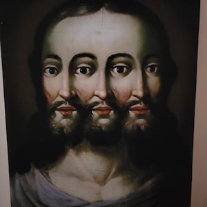 Three Faced Jesus Art Print, Trifacial Trinity, Triple Jesus Christ ...