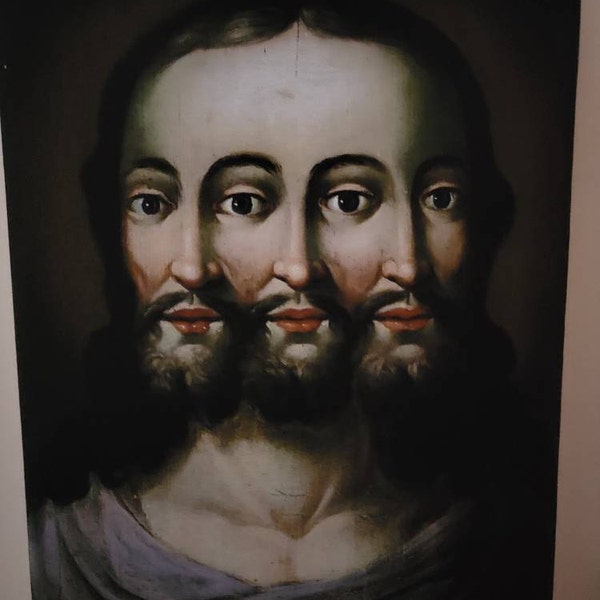 Three Faced Jesus Art Print, Trifacial Trinity, Triple Jesus Christ ...