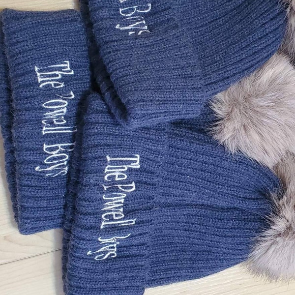 Personalized Embroidered Beanie,monogram Hat With Fur,knit Hat for the ...