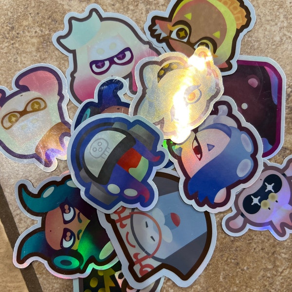 Splatoon Inspired Fan-art Badge Stickers HOLOGRAPHIC idols, Shops - Etsy