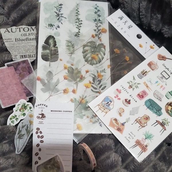 Transparent Botanical Flower Plant Sticker Sheets, Eucalyptus Fern ...