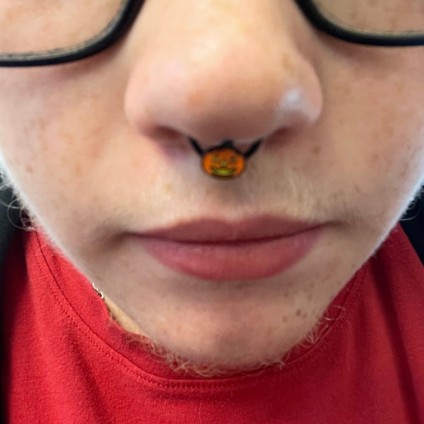 16G Cute Pumpkin Lamp Septum Piercing Ring/daith Earring/conch Hoop ...