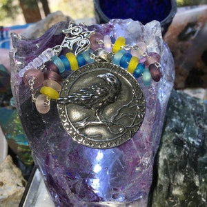 Celtic Pagan Morrigan Crow w Pentacle & Crescent Moon w Crow | Etsy