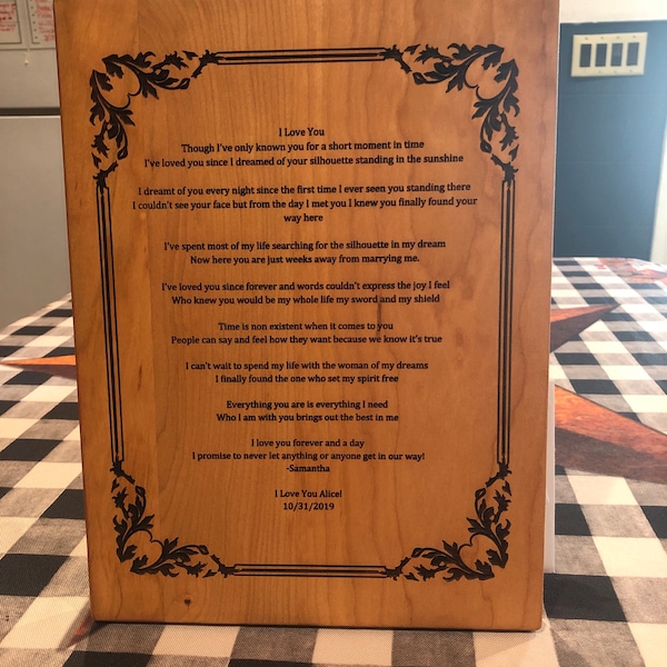 Engraved Poem, Personalized Poem in Wood, Handwritten Heirloom, Child's ...