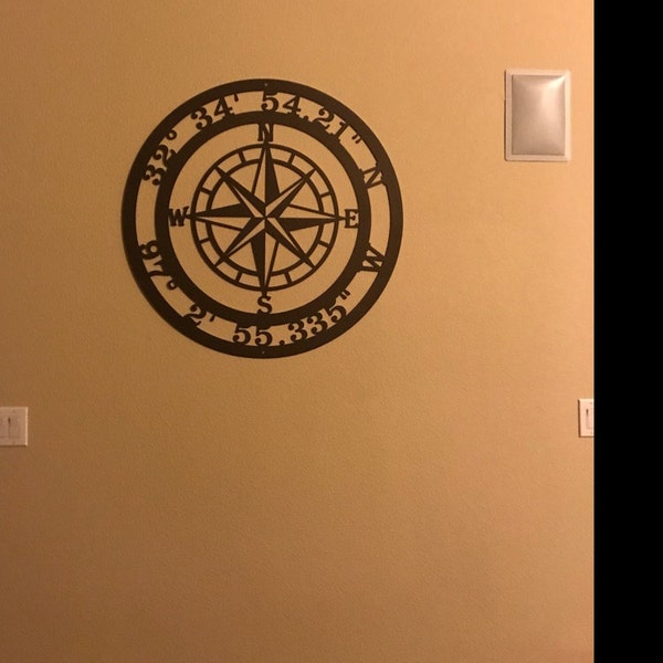 Personalized Compass GPS Coordinates Metal Wall Art Sign - Makes a ...