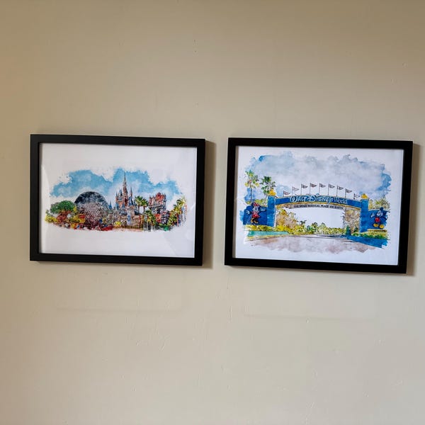 Disney Prints, Walt Disney World Prints, Four Parks Watercolour Print ...