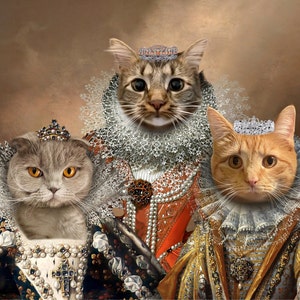 Custom Pet Portraits Royalty Cat Portrait From Photo Cat - Etsy