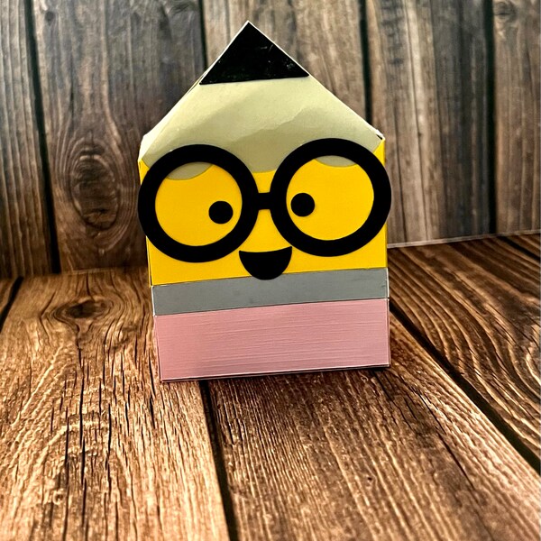 Pencil Gift Box With Nerdy Glasses SVG Design - Etsy