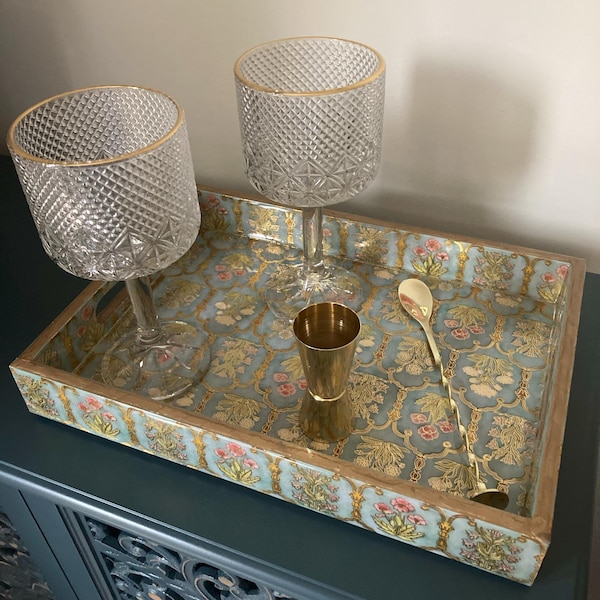 Indian Peacock Print Wood Serving Tray, Luxury Ottoman Tray - Etsy UK