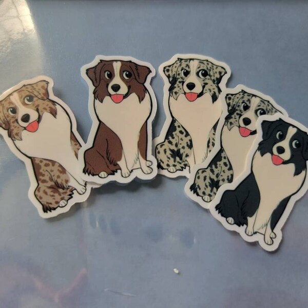 Australian Shepherd Sticker || Aussie Chibi Puppy Dog, Vinyl, Hand ...