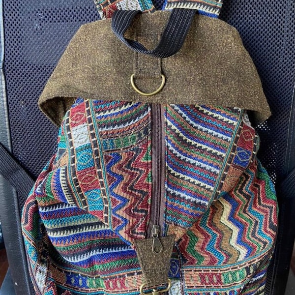 Tribal Woven Backpack Boho Aztec Hippie Southwestern Baja Pattern Style ...