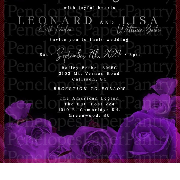 Elegant Purple Wedding Invitation,purple Wedding Invite,lavender ...