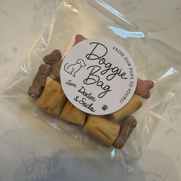 20 Doggie Bag Wedding Stickers Custom Personalized, Dog Treat Pet ...