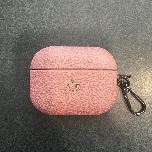 Personalized Custom Gold Initials Monogram Croc Leather AirPod Case ...