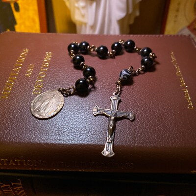 Holy Spirit Pocket Rosary, Confirmation Pocket Rosary, Purple Glass ...