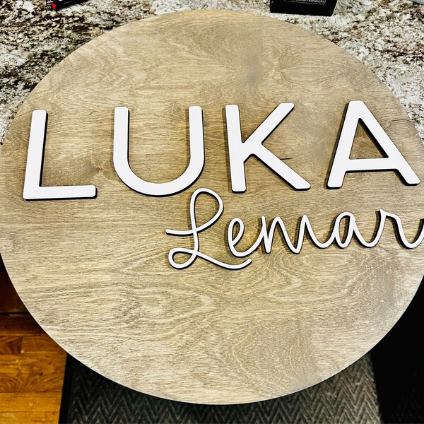 Customized Baby Name Sign, 12-36 Inch, Baby Shower, Round Plaque ...