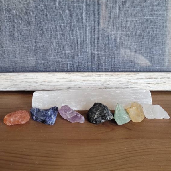 7 Chakra Crystal Set & Selenite Wand - Raw Crystal Chakra Kit - Rough ...