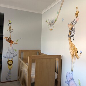 Safari Animal Stack Fabric Wall Decal, Safari Nursery, Watercolour ...