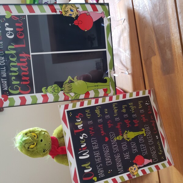 Grinch Christmas Gender Reveal Bundle, Gender Reveal Decor, Cast Your ...