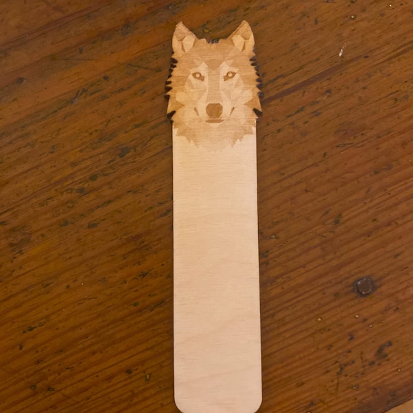 WOLF Engraved Bookmark | 1/8" Baltic Birch | Reader Wildlife Animal ...