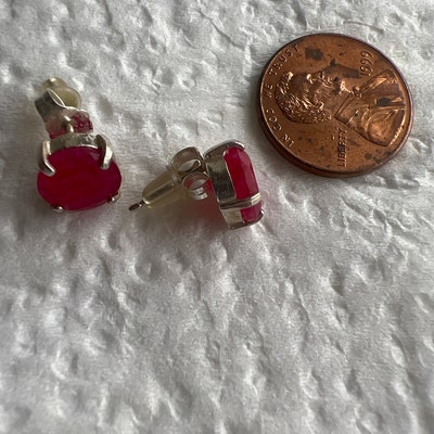 Natural Dark Red Ruby Earring, Deep Red Genuine Ruby Studs, Raw Ruby ...