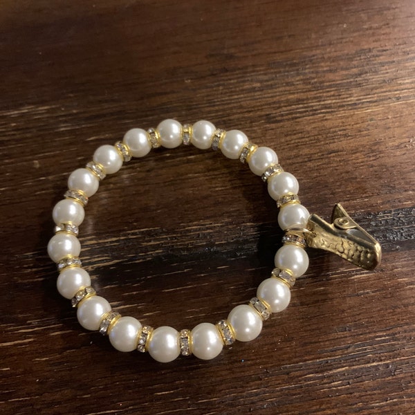 Beaded Gold LDS Temple Bracelet, Beaded Name Card Bracelet, White LDS ...