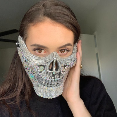 Silver Skull Mask, Festival Men's Women's Mask, Masquerade Half Face ...