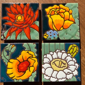 Hand Glazed Tile Mural Hedgehog Cactus - Etsy