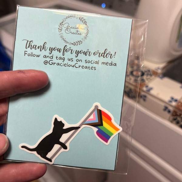 Rainbow Pride Flag Cat Sticker - Etsy