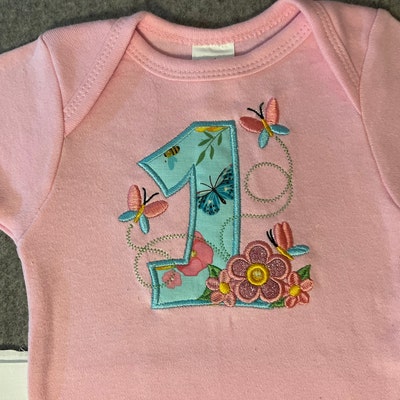 Butterfly Number 1 Applique Machine Embroidery Design Birthday One 1st ...