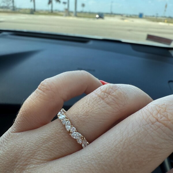 Custom Diamond Morse Code Ring Real Lab Grown Diamond Wedding Ring Baguette & Round Diamond ...