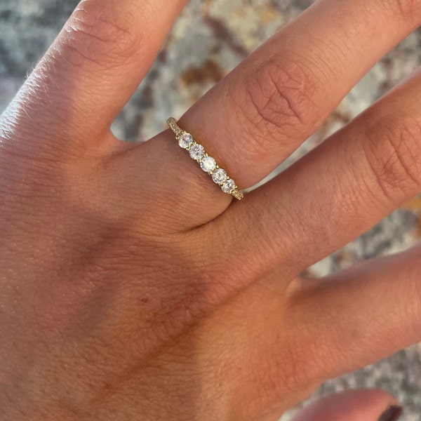 Dainty CZ Stacking Ring, Gold Minimalist Ring, CZ Ring, Simple Diamond ...