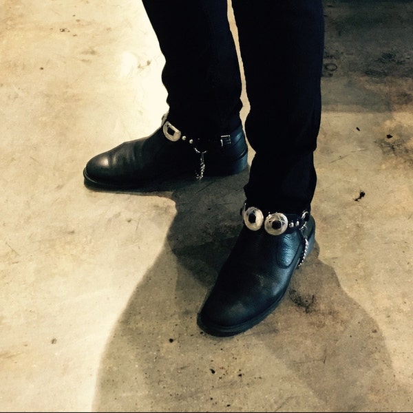 Western/biker Boots BOOT CHAINS 3 Big SILVER Conchos - Etsy