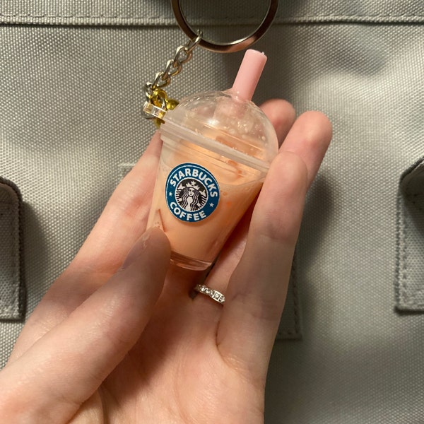 Mini Coffee Keychain //inspired Drink Keychain// Pink Drink Key Chain ...