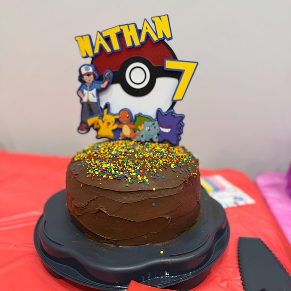 Custom Pokemon Birthday Cake Topper - Layered & 3D Cake Topper ...