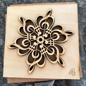 Wooden Snowflake Christmas Holiday Ornaments Music Note Musical Gift ...