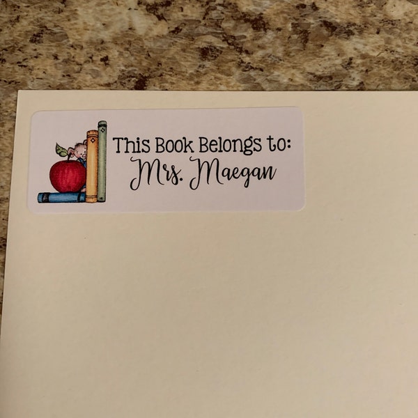 Personalized TEACHER BOOK or Return ADDRESS Labels, Apple, Read, Sets ...