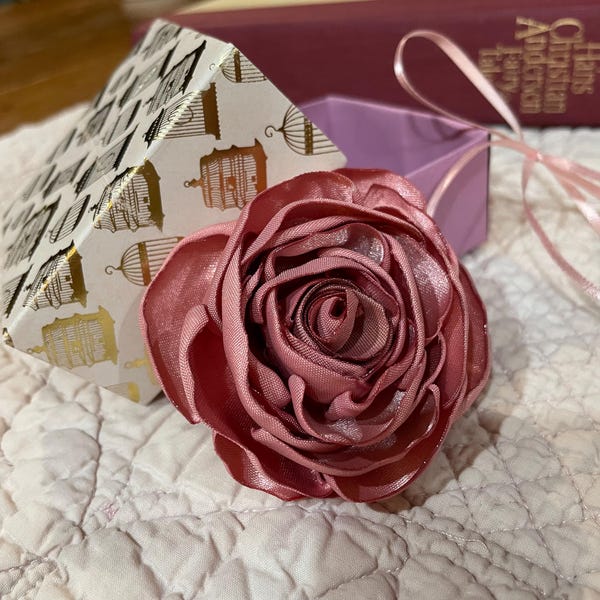 Satin Rose Hair Clip, 2.5 Inch Ivory Flower, an Elegant Rose for a ...