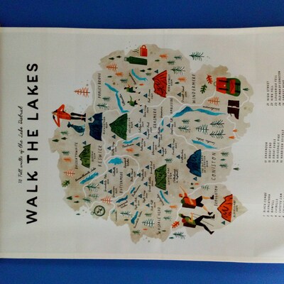 Swim the Lakes A3 Illustrated Map Checklist. 30 Lakes and - Etsy