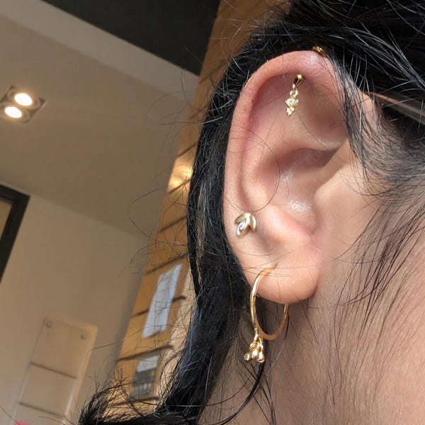 Dainty F136 Titanium 16G Lena Screw Flat Back Vertical Helix Piercing ...