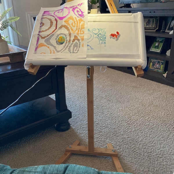 Stitchmaster Adjustable Height & Angle Floor Stand for Embroidery Cross ...