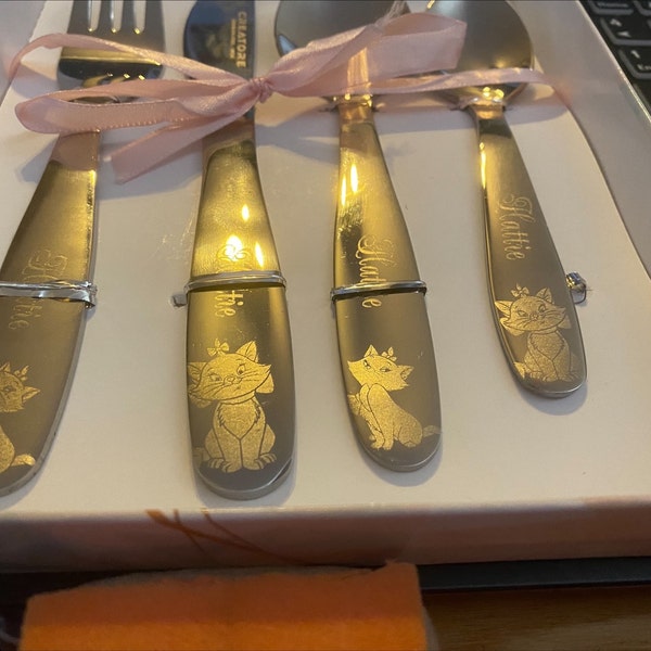 Gold Colored Kids Cutlery ~ Personalized Tableware Set for Children ...