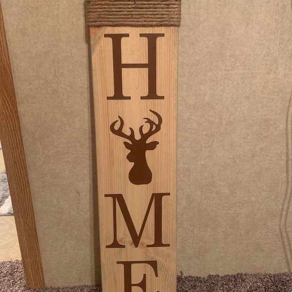 Wooden Deer Sign - Welcome - Deer Sign - Home Sign With Deer - Wooden ...