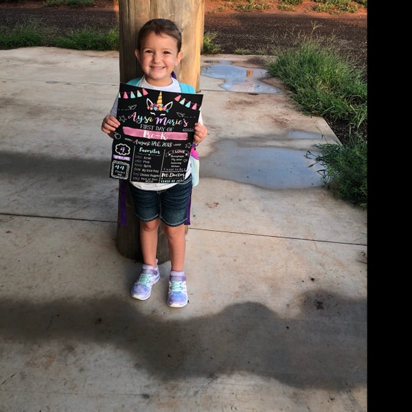Unicorn Back to School Sign Printable - First Day of School Sign ...