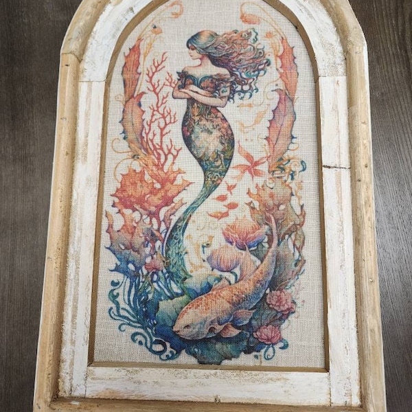 Mermaid Wall Art | 14" X 22" | French Poster Wall Art | Linen Wall ...