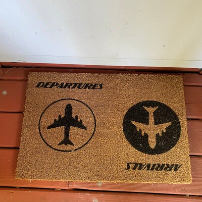 Arrivals Departures, Departures Arrivals Door Mat, Airplane, Flight ...